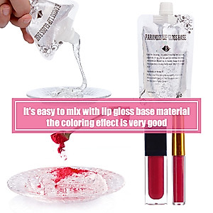 PARAMISS Lip Gloss Pigment Powder Natural Lip Dye 5 Colors x 10G and White Metallic Shimmer Pearl Glitter Pigment Powder for Lip Gloss Lipstick Eyeshadow Cosmetic Grade Lip Gloss Color Pigment