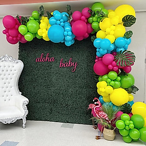 166Pcs Flamingo Tropical Balloon Garland Arch Kit, Fiesta Aloha Luau Hawaiian Summer Theme Hot Pink Green Pineapple Balloons For Birthday Baby Shower Bridal Wedding Bachelorette Party Decoration