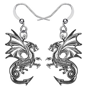 Enamel Alloy Dragon Earrings Fantasy Dinosaur Drop Dangle Fashion Jewelry For Women Charm Gift (Brown)