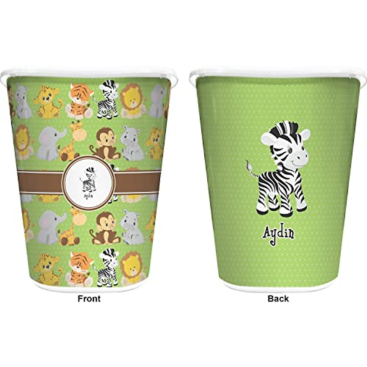 RNK Shops Safari Waste Basket - Double Sided (White) (Personalized)