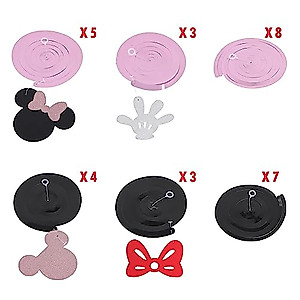 30CT Minnie Hanging Swirls Happy Birthday Decorations, Pink Mini Mouse Theme Party Decorations, Minnie Streamers for Ceiling Mouse Cartoon Party Supplies Pink Glitter Party Decor Girls Baby Shower
