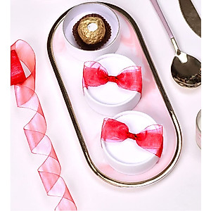 GAKA Red Organza Wired Sheer Ribbon 1.5 inch for Gift,Floral,Craft Decoration, 50 Yard Roll