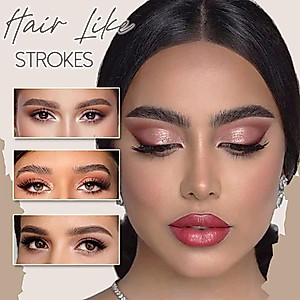 2PCS Eyebrow Pen,4-Tip Microblade Brow Pen,4 Tip Microblade Brow Pen Waterproof,Fine-Stroke,Long Lasting,Waterproof and Smudge-Proof (Black+Dark Brown)