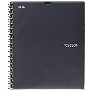 Five Star Interactive Notetaking, 1 Subject, College Ruled Spiral Notebook, 100 Sheets, 11" x 8-1/2", Customizable, Black (06374AA2)