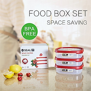 Wham 6PCS BPA Free Reusable Plastic Container Food Saving Storage Set Safe Food Box Set - Airtight, Leakproof, Microwave, Freezer & Dishwasher Safe, Set of 3, (4 Cup)