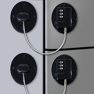 Fridge Lock AOSITE Refrigerator Lock Combination Black Combo Fridge Locks with Code for Adults 2 Pcs Refrigerator Lock for Children Adhesive Freezer Door Lock Child Safe Refrigerator Lock for Kids