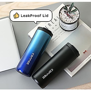 Hikaru Insulated Coffee Mug Travel Coffee Mug Stainless Steel Coffee Mug Leakproof with Screw Lid Double Wall Coffee Cup Keep Warm for Coffee Coffee Insulated Tea Mug 550ml/18.5oz (Blue), 18.5 ounce