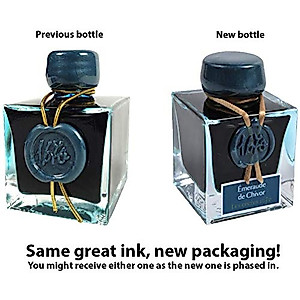 J. Herbin 1670 Anniversary Inks - Gold Sheen 50 ml Bottled - Emerald of Chivor (Emerald Green-Blue Ink)