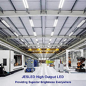JESLED T8/T10/T12 8FT LED Tube Light, Single Pin FA8 Base, 50W 6000LM 5000K Daylight White, 270 Degree V Shaped LED Fluorescent Bulb (130W Equiv.), ETL Listed, Clear Cover, Dual-Ended Power (12-Pack)