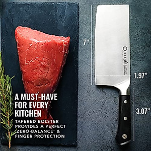 Cutluxe Cleaver Knife - 7" Meat Cleaver, Butcher Knife for Meat Cutting – Razor Sharp German Steel Blade – Full Tang Ergonomic Handle Design – Artisan Series