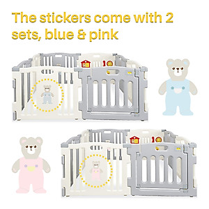 Kidzone Grey - White Baby Interactive Playpen 8 Panel Safety Gate Children Play Center Child Activity Pen ASTM Certified