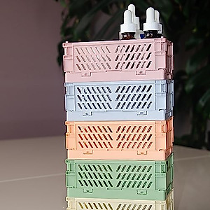 monomono Mini Stackable Plastic Baskets - 5-Pack, Cute and Compact Solution for Home and Office Organization (5.9x3.9x2.2 in, Blue)