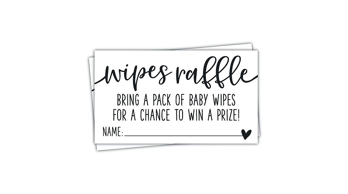 50 Wipes Raffle Ticket Cards - Baby Shower Game - Modern Script Design ...