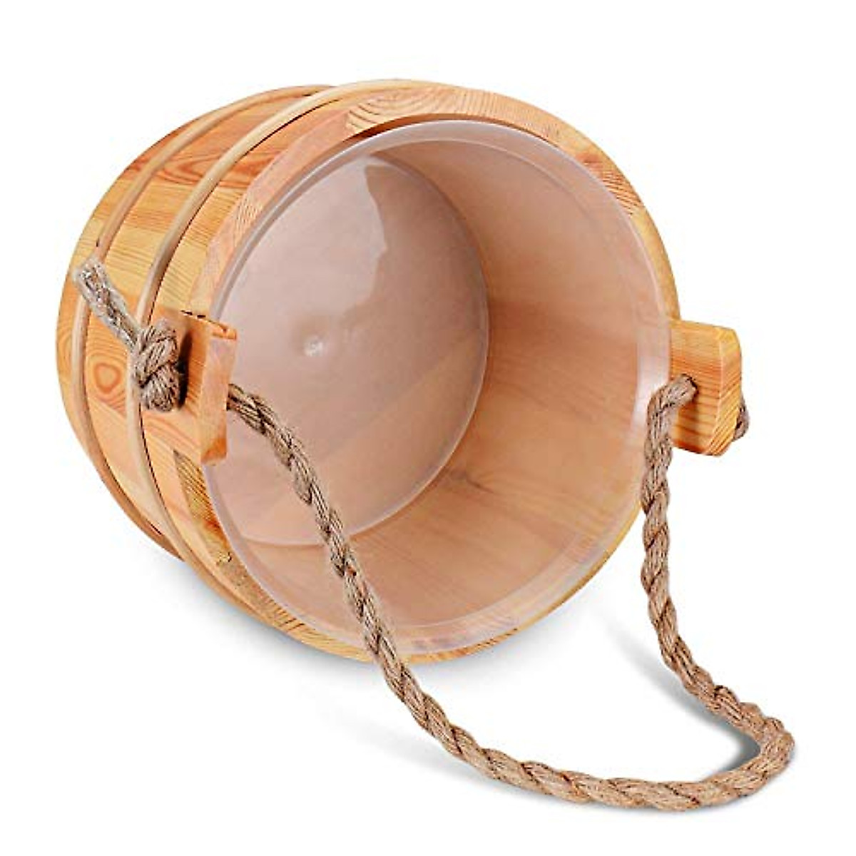 Bestnewie Sauna Bucket with Ladle Handmade Wooden Sauna Bucket Sauna Spa Accessory - 5 Liter (1.3 Gallon) Sauna Bucket with Felt Sauna Hat and Sauna Seat Pad