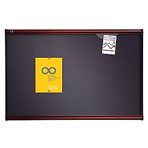 Quartet Prestige Grey Diamond Mesh Fabric Bulletin Board, 4 x 3 Feet, Mahogany Finish Frame (B444M)