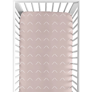 Sweet Jojo Designs Mauve and White Boho Arrow Girl Fitted Crib Sheet Baby or Toddler Bed Nursery - Pink Dusty Rose Bohemian Tribal Southwest Chevron Geometric Herringbone Woodland