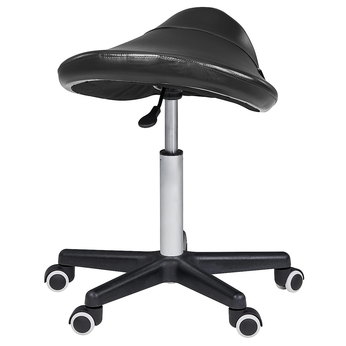 Master Massage Ergonomic Swivel Saddle Rolling Hydraulic Stool in Black
