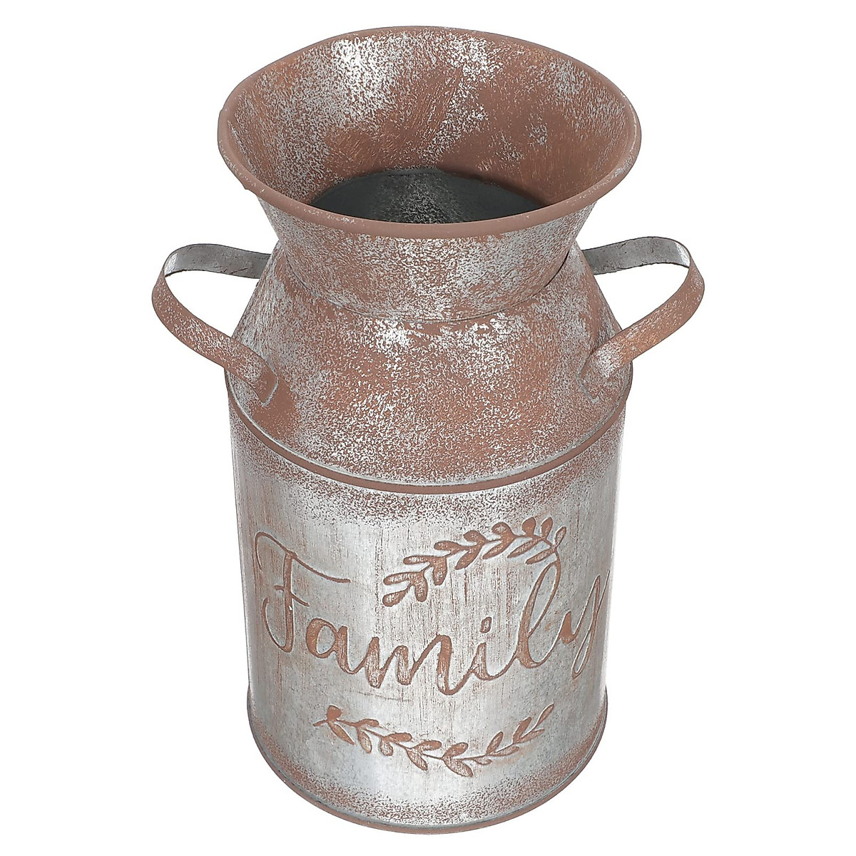 YARDWE Rustic Metal Flower Vase Farmhouse Vase Galvanized Milk Jug Flower Vase Decorative Planter Buckets for Home Garden Decor Brown