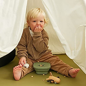 Austin Baby Co Silicone Collapsible Snack Bowl – Reusable Snack Container with Two Specialized Lids – BPA free, Dishwasher Safe and Leakproof for Toddlers & Babies