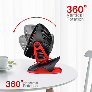 Yoobao Stroller Fan, Clip on Fan Personal Fan 6400mAh Battery Powered Fan Baby Fan Mini Portable Fan 4 Speed Rechargeable Fan Small Desk Fan 32 Hours for Car Seat Bedroom Office - Black