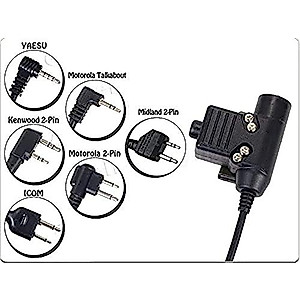 U94 PTT Military Adapter Mobile 2 Pin 7.0mm Plug Push to Talk for Kenwood/Baofeng Radio