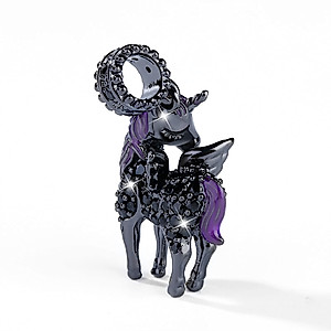 GNOCE Black Unicorn Pendant Charms 925 Sterling Silver Beads Locket fit for Bracelet/Necklace For Women Wife