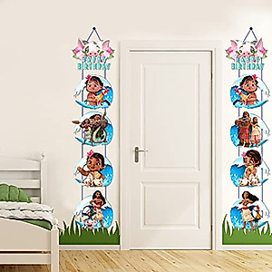 10 Pieces Princess Moana Cardboard Door Sign Banner Porch Sign Moana Hanging Signs for Outdoor Indoor Bedroom Wall Decoration Moana Themed Supplies