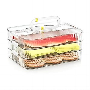 REDANT Deli Containers with Lids for Refrigerator Organizers and Storage - Airtight Deli Meat Container for Fridge - Plastic Meal Prep Containers Reusable for Lunch Meat, Ham and Bacon, 3 Layers
