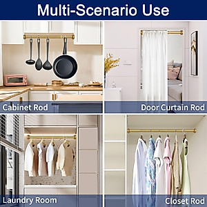 YNL Tension Shower Curtain Rod- No Drill, Never Rust, Non-Slip Spring Tension Rods for Bathroom, 45-80 inches, Stainless Steel, Brushed Gold