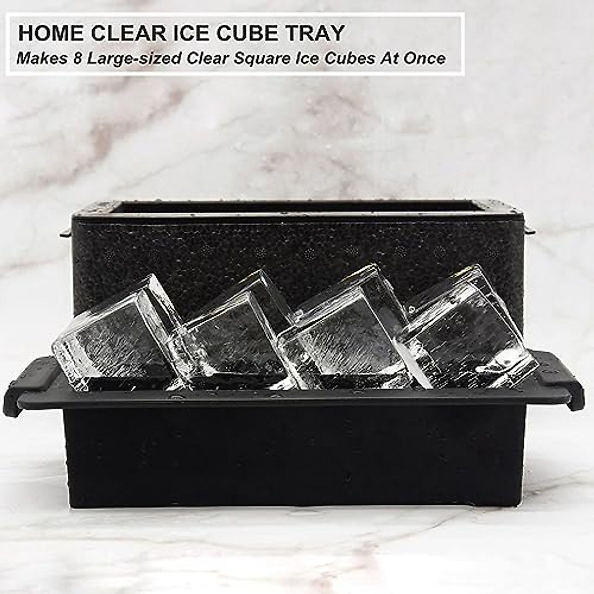 Bangp Clear Ice Cube Maker,Clear Ice Cube Mold with Reusable Ice Cube Storage Bag,Silicone Clear Ice Cube Tray Makes 8×2 Inch Clear Square Ice Cubes for Whiskey & Cocktails - Precious Gifts for Men
