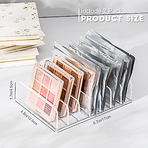 Niurewan 2 Pack Acrylic Makeup Palette Organizer,7 Spaces Plastic Makeup Holder Organizer,Accessories Storage Organizer for Eyeshadow Palettes,Contour Kits,Blush,Clear