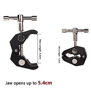 QYXINC 4Pack Super Clamp with 1/4 and 3/8 Thread Camera Clamp Mount，Crab Clamp Rod Clamp Clip for Cameras, Rods, Lights, Hooks, Shelves, Cross Bars, etc