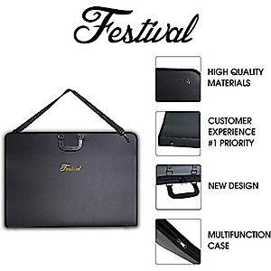 LOKATSE HOME Art Portfolio Case 28 x 20.5 Inches Large Artist Carrying Bag with Shoulder Strap and Handles, for Artwork Drawing, Black