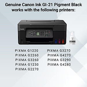 Canon GI-21 Pigment Black Ink Bottle, Compatible to G3260, G2260 and G1220 Supertank Printers (one Size)
