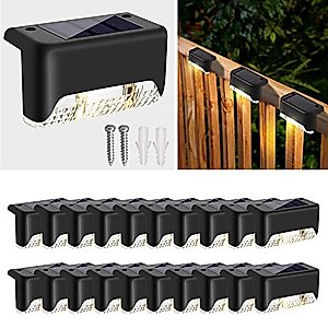 KIALUSH Deck Lights Solar Powered, 20 Pack Solar Deck Lights Outdoor Waterproof Led， Step Lights Solar Powered Used Outside, Solar Lights for Deck, Stairs, Patio Fence, Garden, Tiny Led Step Lights