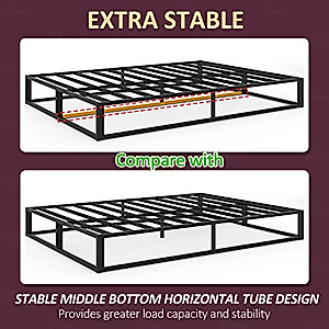 Bilily 10 Inch King Bed Frame with Steel Slat Support, Low Profile King Metal Platform Bed Frame Support Mattress Foundation, No Box Spring Needed/Easy Assembly/Noise Free