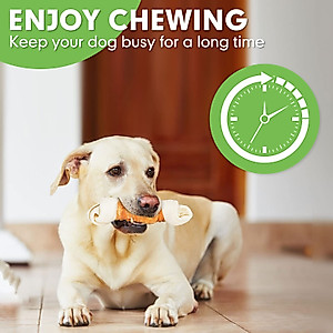 MON2SUN Dog Treats 6.5" Rawhide Bones Chicken Wrapped Knotted Bones Dog Chews, Long Lasting Beefhide Treats for Medium and Large Dogs, Dental Health and Teeth Cleaning