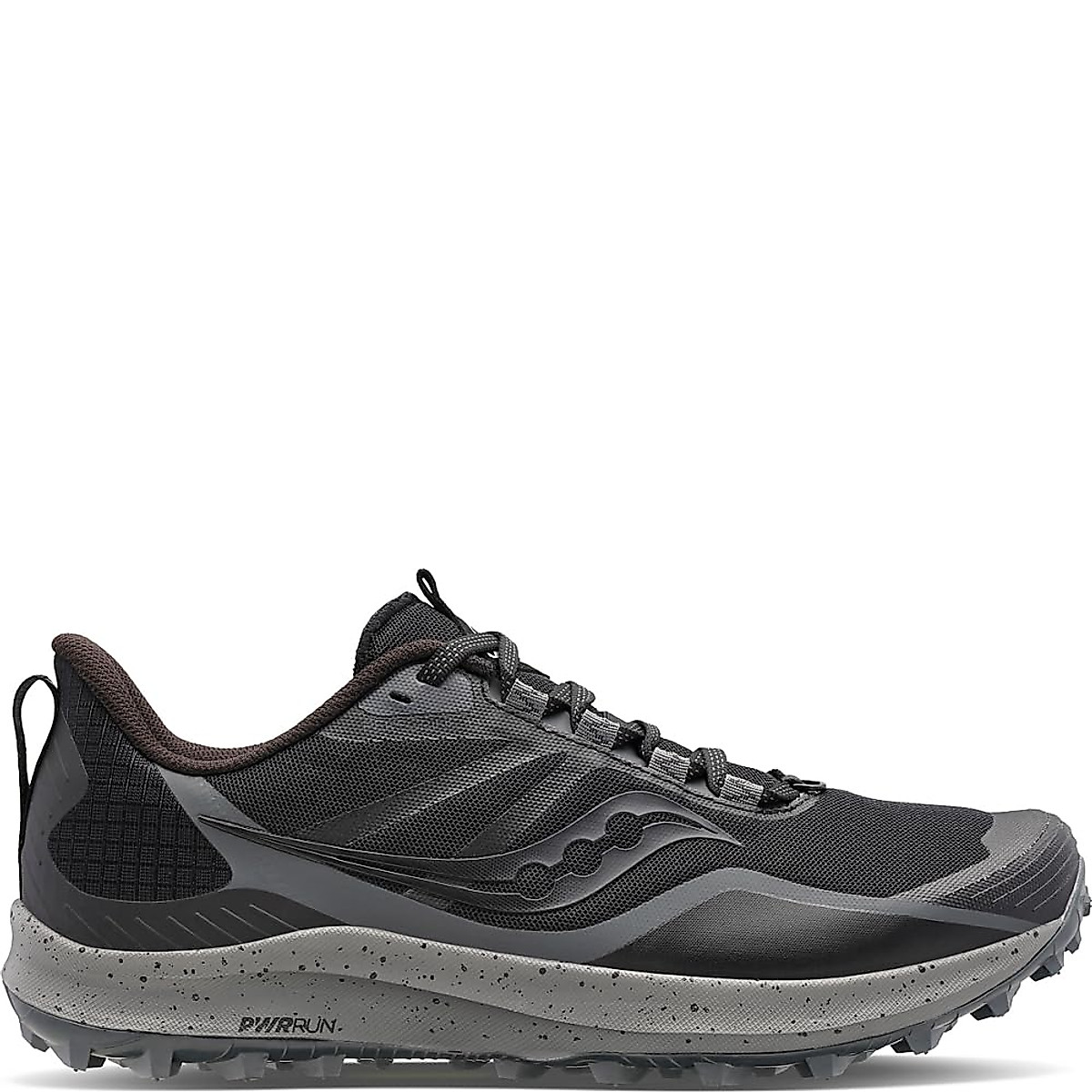 Saucony womens Peregrine 12 Running Shoe, Black/Charcoal, 8.5 US