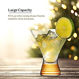 Colored Martini Glasses Set of 6 - 8 Oz Colored Margarita Glasses, Colorful Martini Glasses European Cocktail Glasses, Stemless Martini Glasses, Coupe Glasses, Dishwasher Safe, Glass Cups for Party