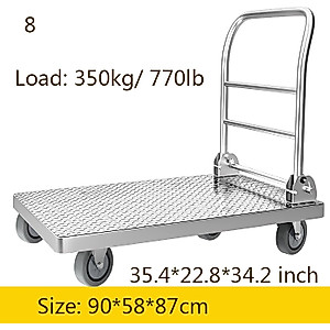 Platform Truck Flat Handtruck Steel Platform Truck with Wheel Folding Push Cart Load 880lb/ 1100 Lb Moving Dolly Cart Heavy Flatbed Cart Reliable