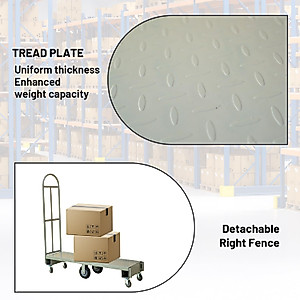 DIYTuning Narrow Aisle U-Boat Platform Truck with Thick Steel Deck Detachable Handles Dolly Push Cart Utility Cart Hand Trucks 2000lbs Capacity