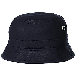 Lacoste Mens Solid Little Croc Pique Bucket Hat, Abysm, Medium-Large