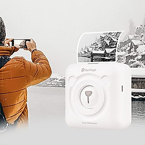 BISOFICE A6 Mini Pocket Printer Wireless BT Thermal Printer Picture Label Memo Receipt Paper Printer + 9 Rolls Color Thermal Paper + 3 Rolls Adhesive Sticker Paper 57 * 30mm