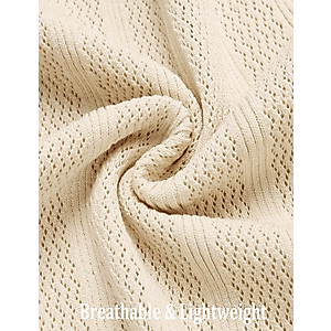 COOFANDY Beach Button Up Shirts for Men Knitted Collar Short Sleeve Polo Shirt Summer Vacation Cream