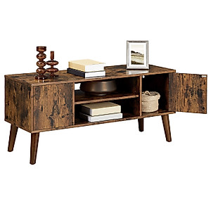 VASAGLE Retro TV Stand for Televisions up to 42 Inches, Mid-Century Modern Entertainment Center, 43.4”, Rustic Brown