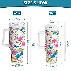 RPLIFE Wildflowers Tumbler, Stainless Steel Bottle, Water Bottle with Straw