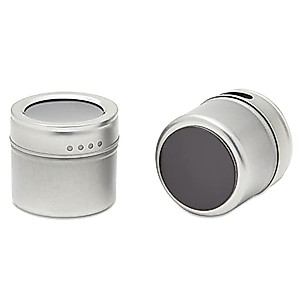 Juvale Set of 20 Magnetic Spice Containers Storage Tins with Clear Sift and Pour Lids, 94 Labels, 3.4 oz Metal Seasoning Jars for Refrigerator