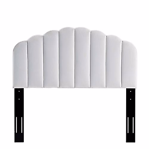 Modway Veronique Channel Tufted Performance Velvet Upholstered California King Headboard in White, King King