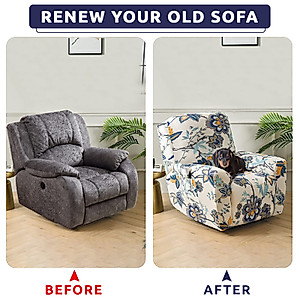 Iauddy Recliner Slipcover-Stretch Soft Slip Reclining Chair Slipcovers 4-Pieces Furniture Protector for Recliner with Pocket Fitted Sofa Couch Cover Lazy Boy Chair Cover