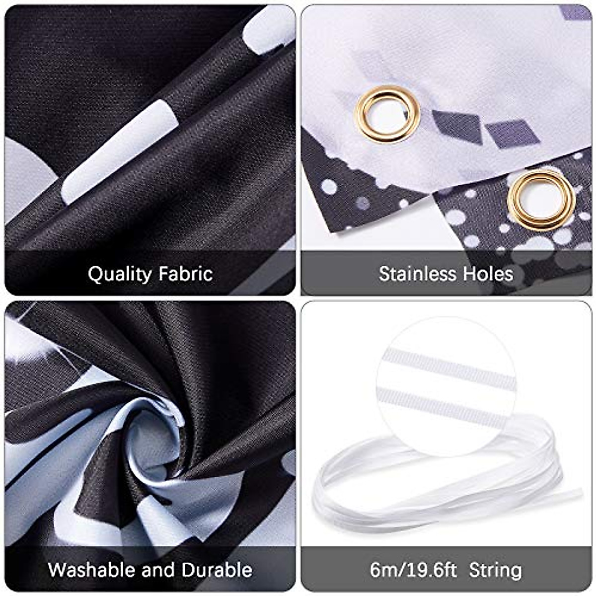 Happy Birthday Backdrop Banner Black and Silver Photography Background Happy Birthday Banner Large Birthday Party Sign Poster Photography Backdrop Party Decoration Supplies for Men and Women